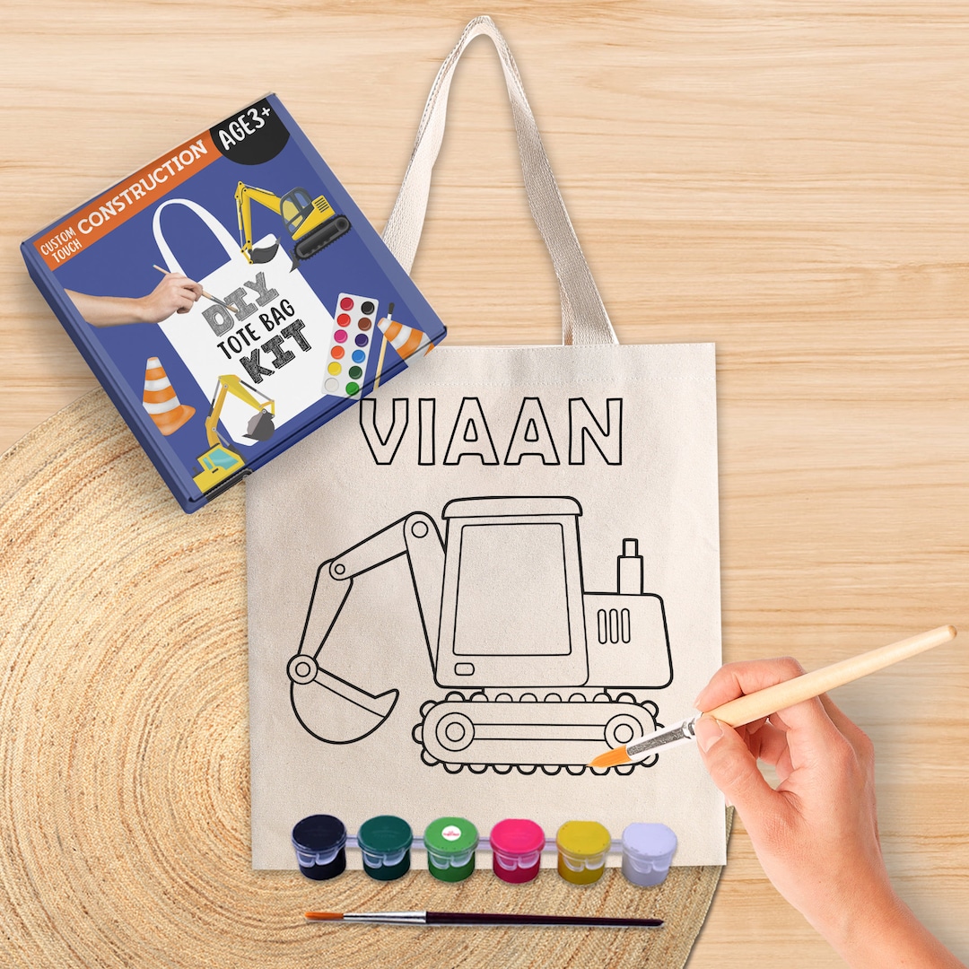 DIY Tote Bag Construction Coloring Kit for Kids, DIY Kits Gift for Kids ...