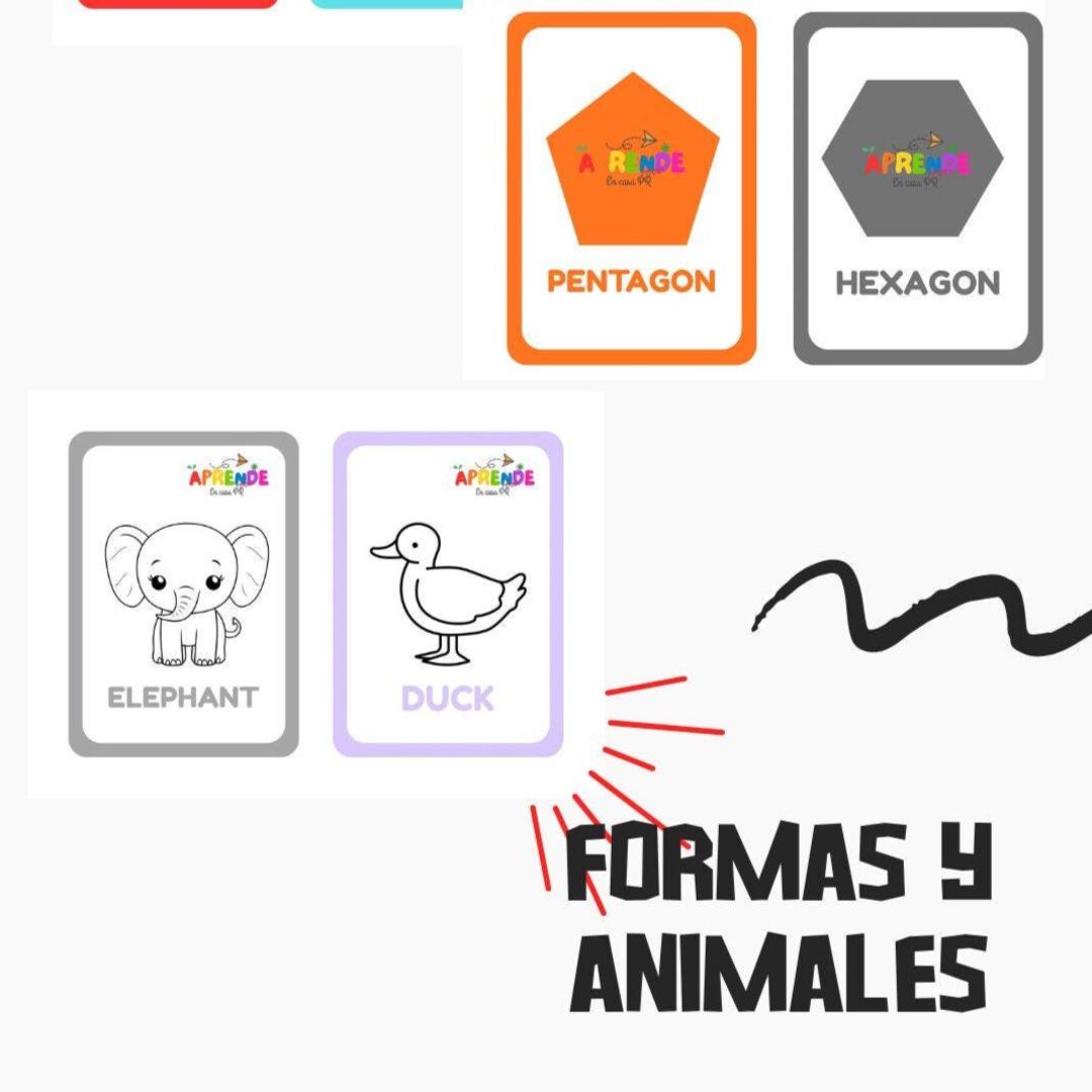 Bilingual Shapes and Animals Flashcards: Spanish and English (digital ...