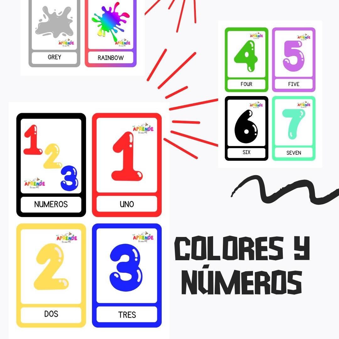 Bilingual Colors and Numbers Flashcards: Spanish and English (digital ...