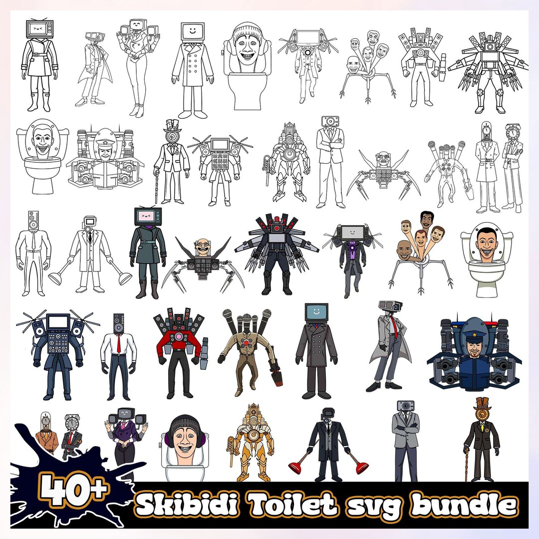 Skibidi Toilet Clipart Svg Png Bundle T Shirt Designs Birthday ...