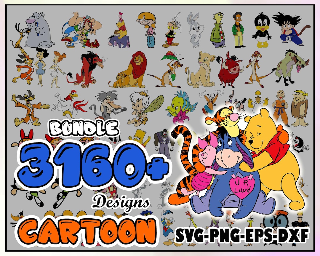 Mega Cartoon Svg Bundle, Cartoon Mega Svg, Silhouette, Cricut, Cartoon ...