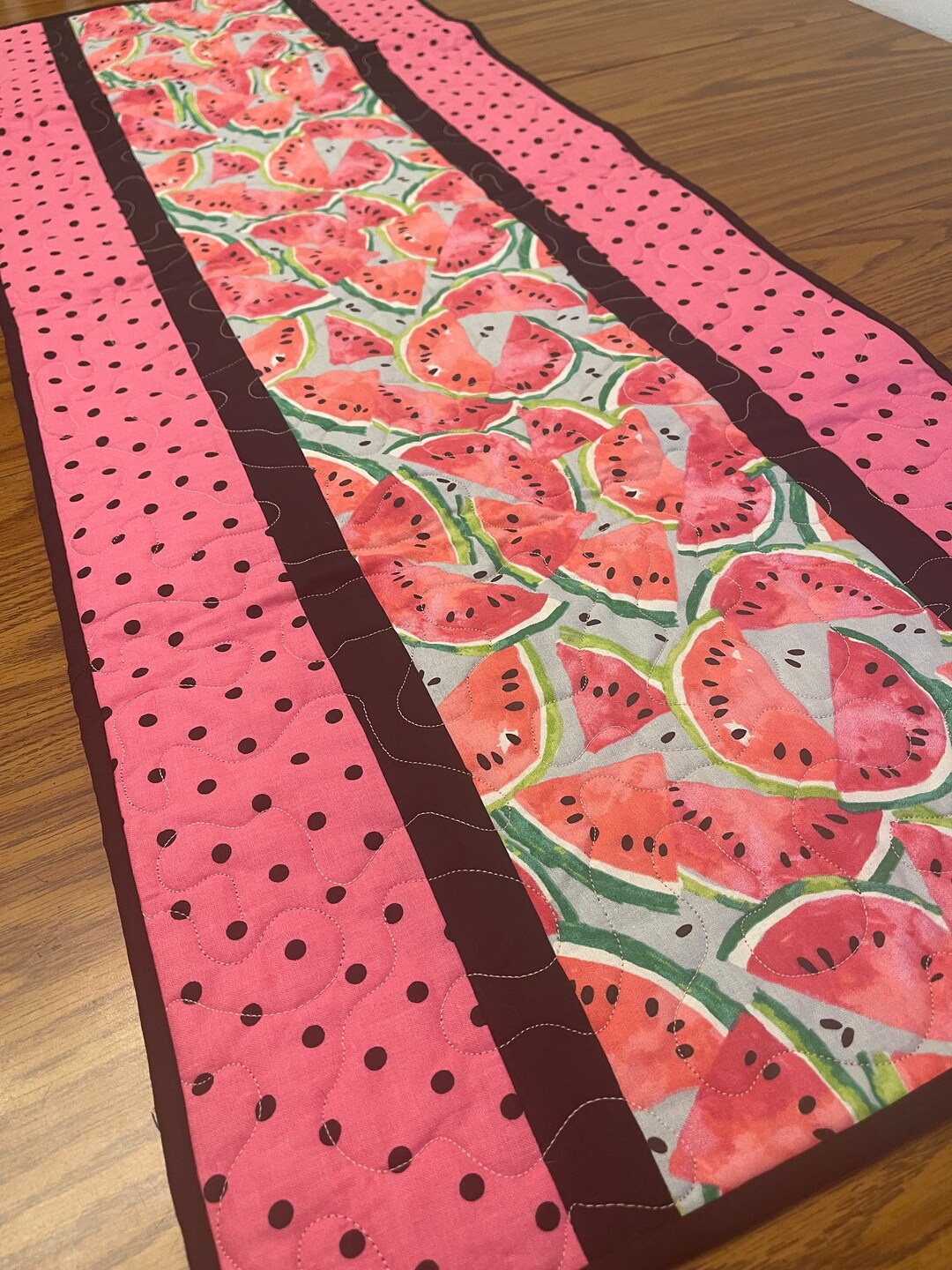 Watermelon Quilted Table Runner, Long Summer Quilted Table Runner - Etsy