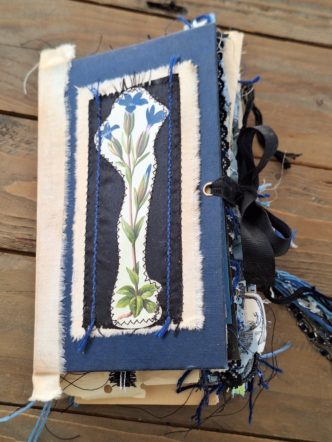 Dark Blue Themed Junk Journal, 1 Inch Spine, Lots of Ephemera but Still ...