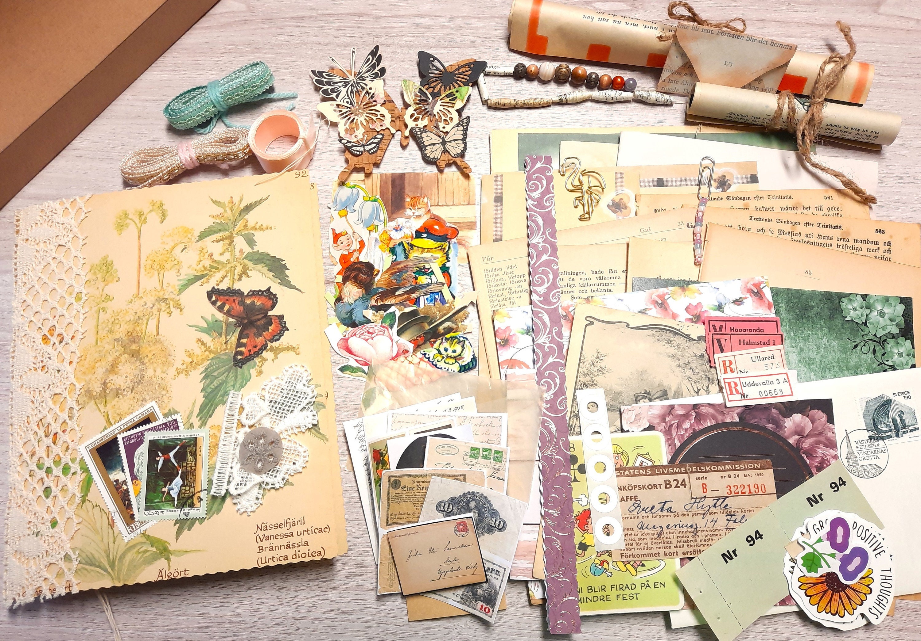 Small Handmade Junk Journal With Decorations Kit With Vintage and ...