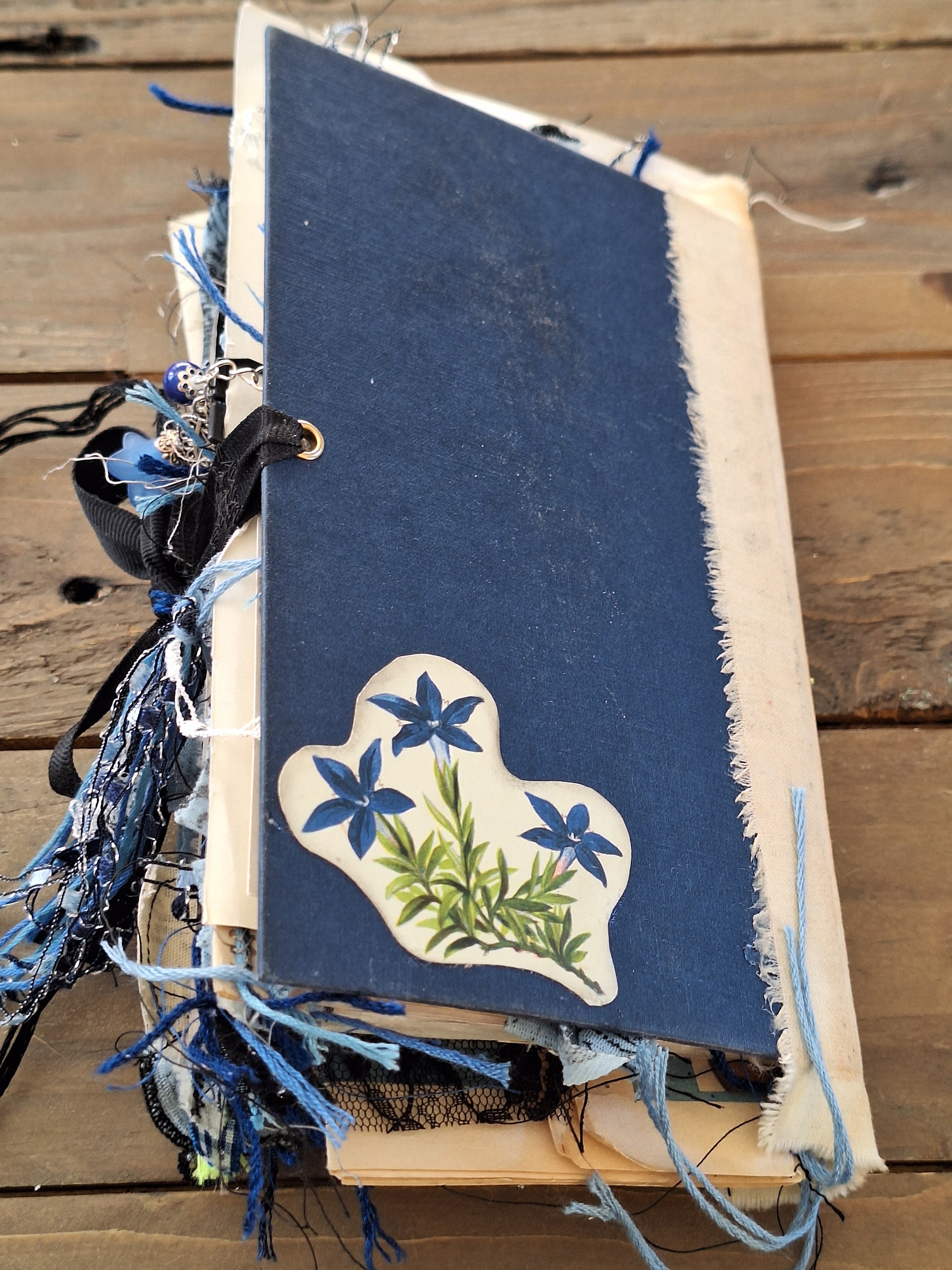 Dark Blue Themed Junk Journal, 1 Inch Spine, Lots of Ephemera but Still ...