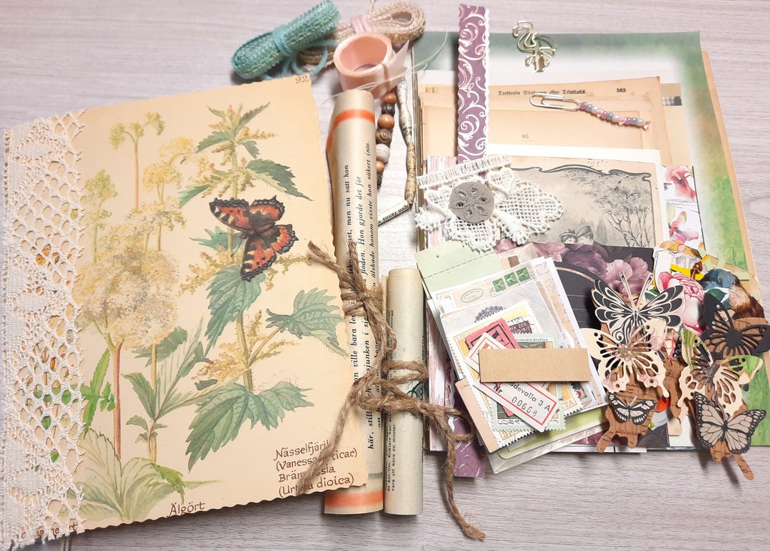 Small Handmade Junk Journal With Decorations Kit With Vintage and ...