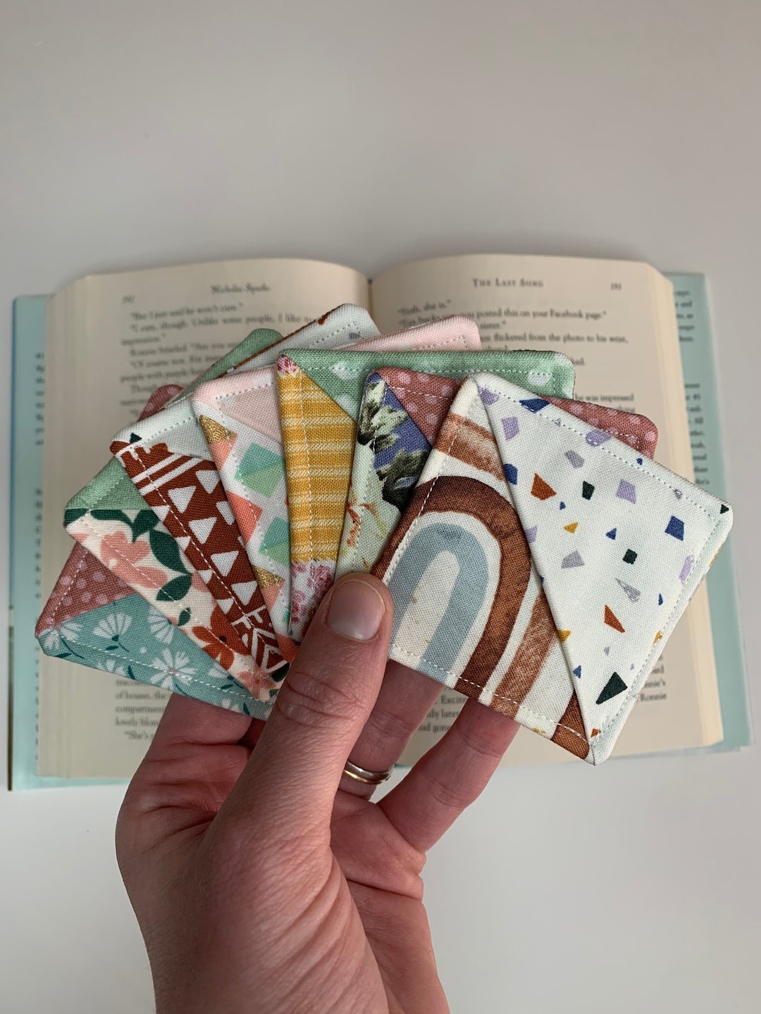 Fabric Corner Bookmark // Sewn Bookmark // Gift for Her // Handmade ...