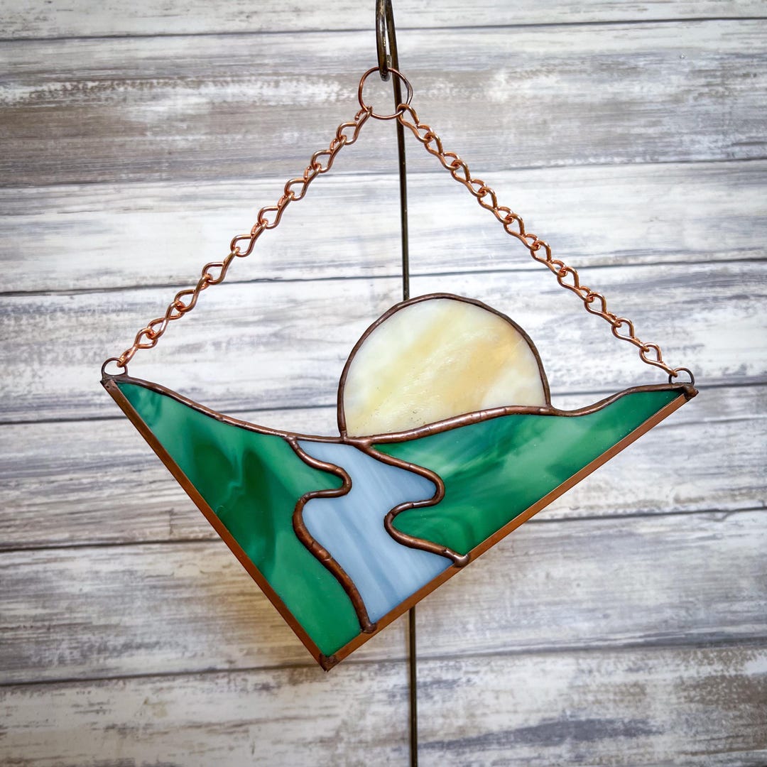 Stained Glass Sunrise Over River and Valley Suncatcher - Etsy