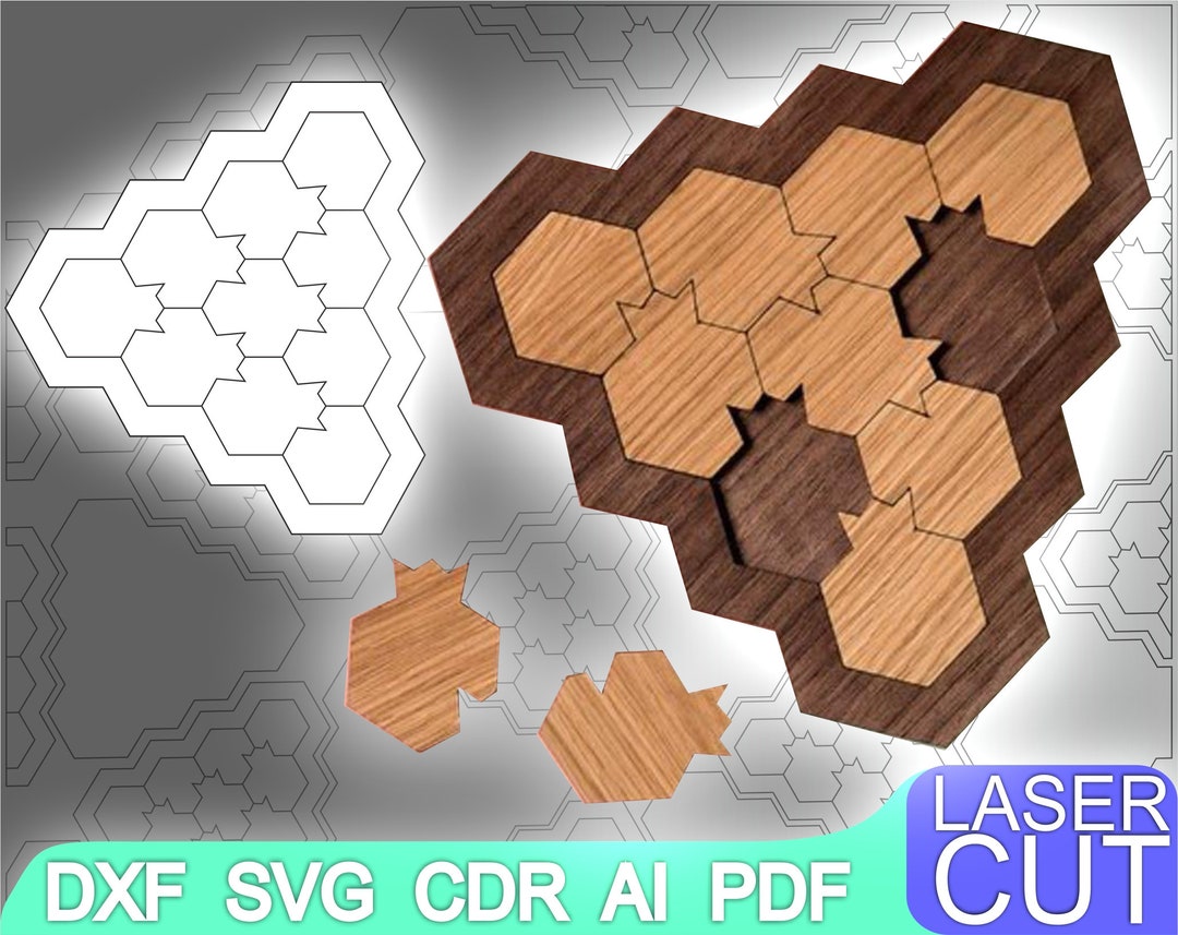 Wooden Puzzle Laser Cut Files SVG DXF CDR Vector Plans, Cnc Pattern ...