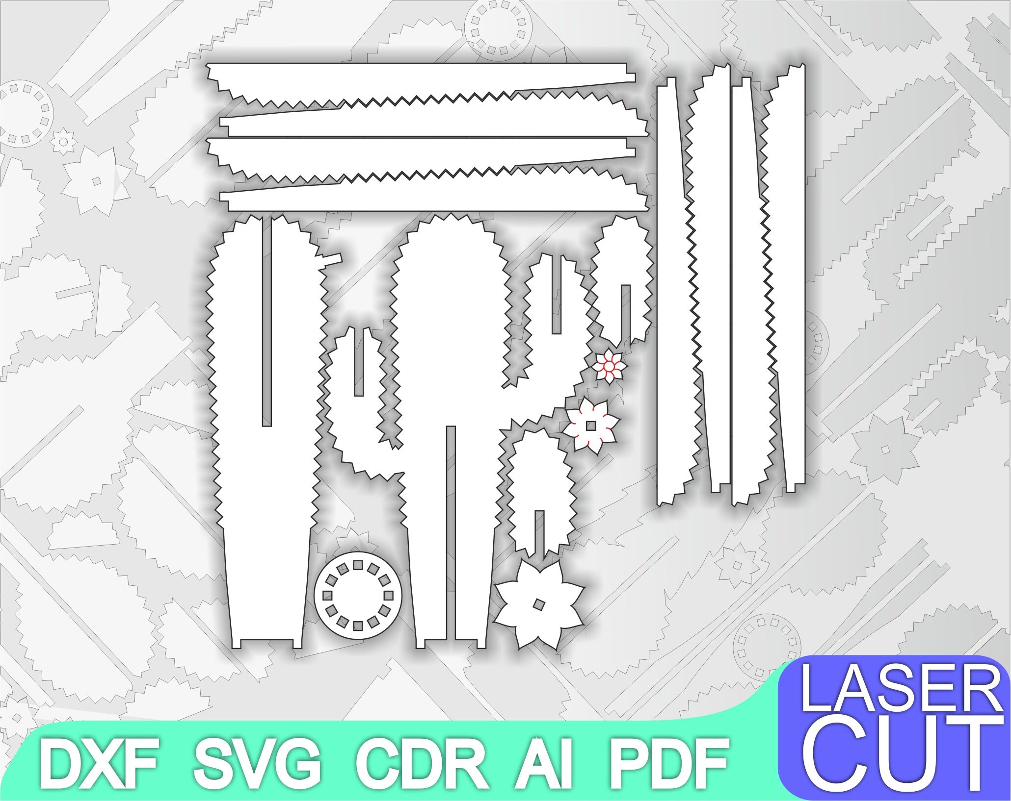 5 Cactus Svg. Laser Cut Files SVG, DXF, CDR Vector Plans, Laser File ...
