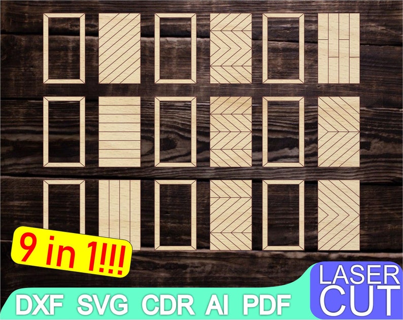 9 Wood Panel Wall Art Wood Sign Svg Laser Cut Files SVG DXF - Etsy