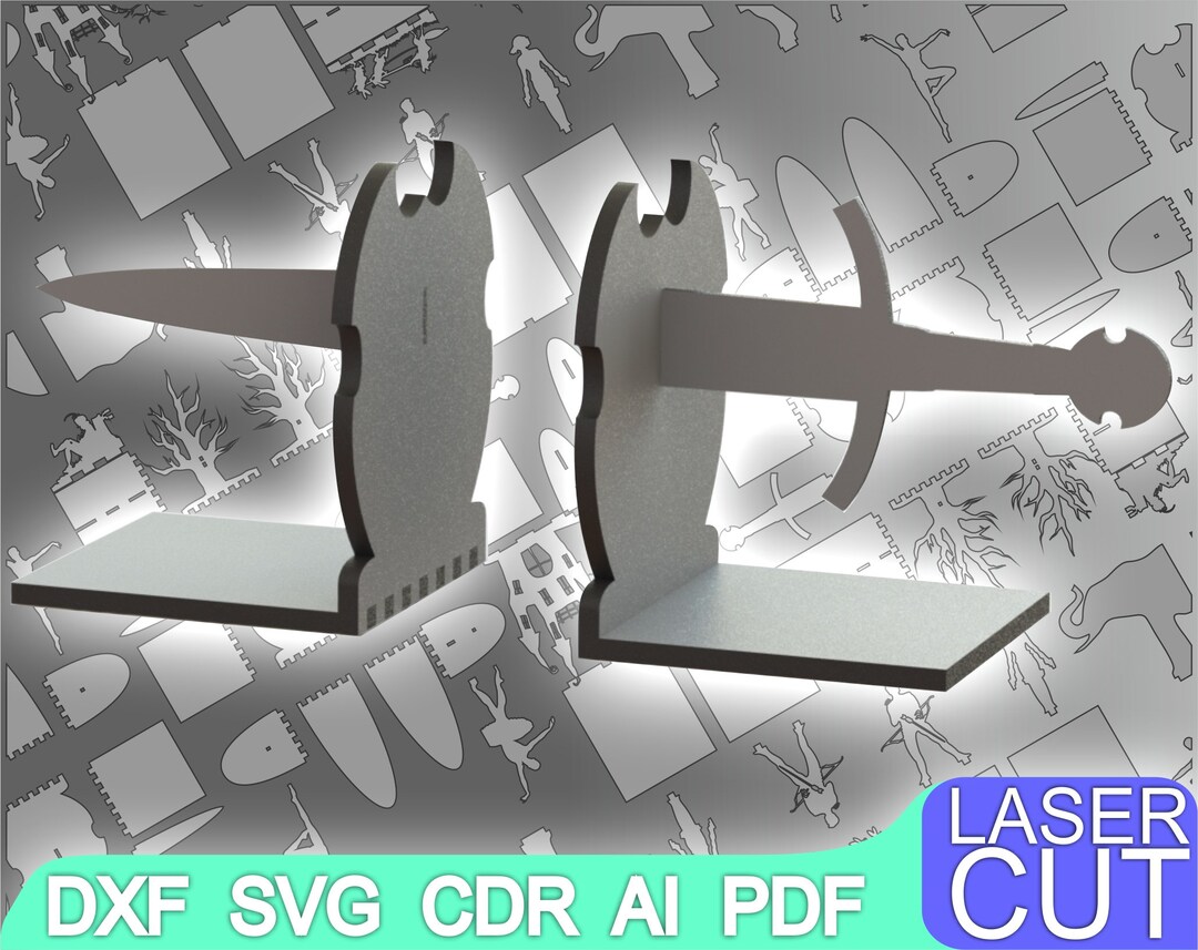 Bookend Sword Laser Cut File, CNC Router, Digital, Vector Files, Dxf ...