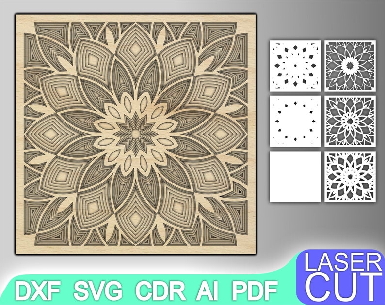 3D Panel Mandala. Laser Cut Files SVG DXF CDR Vector Plans - Etsy