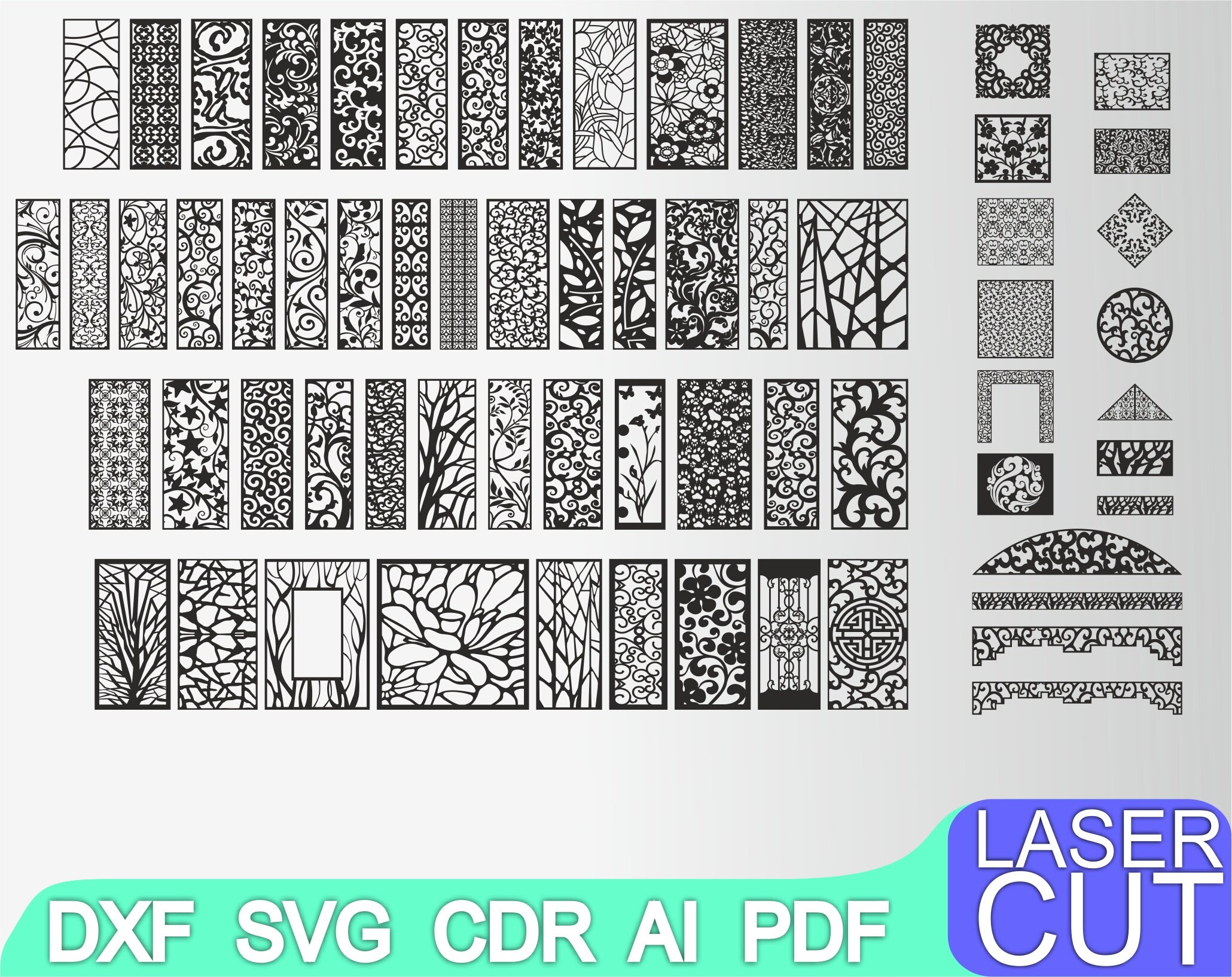 335 Panel Wall Art Laser Cut Files SVG DXF Vector Plans Laser - Etsy