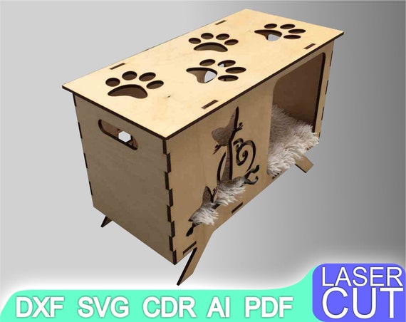 Cat Box. Laser Cut Files SVG DXF CDR Vector Plans Laser - Etsy