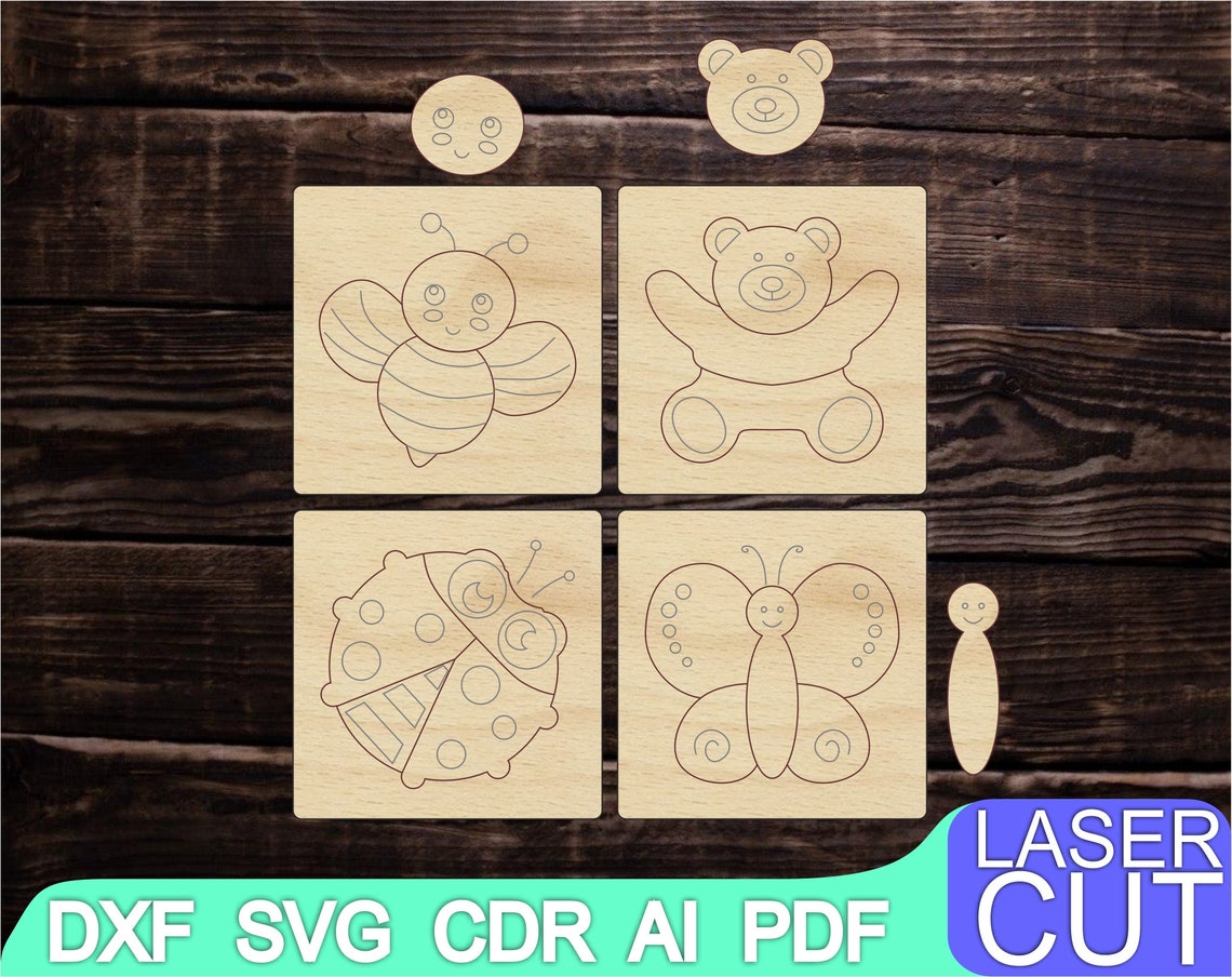 Wooden Kids Puzzles Vector for CNC Svg Vector File Vector Cut - Etsy