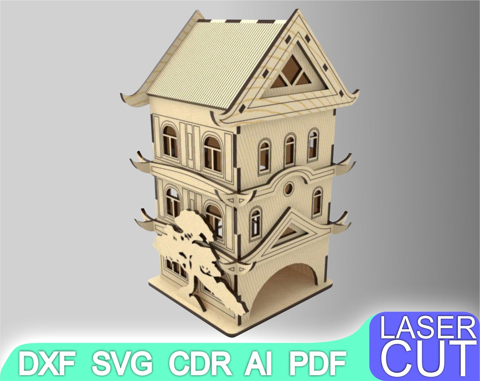 Tea House. Cnc Files DXF CDR SVG Dxf Files for Cnc Laser - Etsy