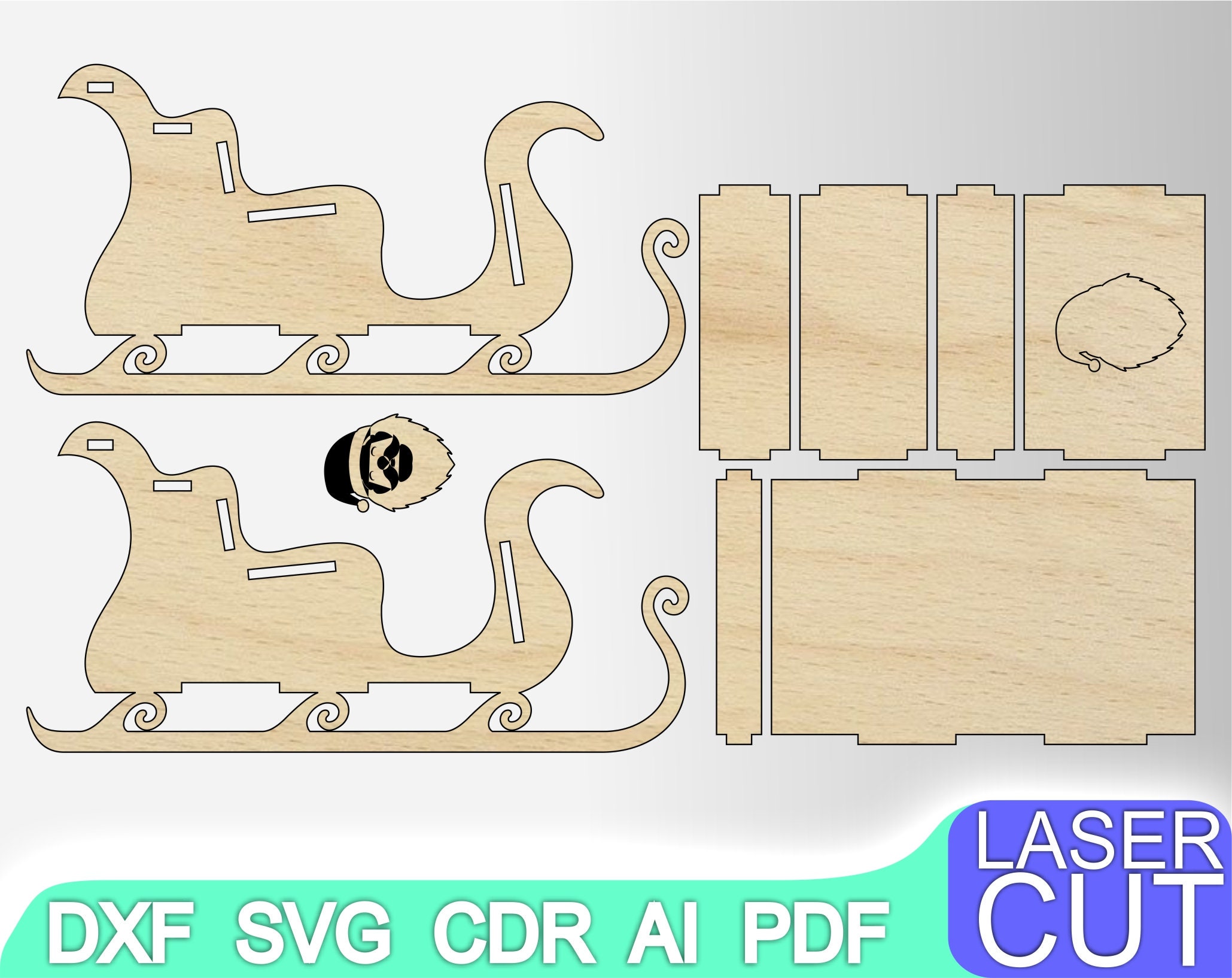 New Year Sled Laser Cut Files SVG DXF CDR Vector Plans Laser - Etsy