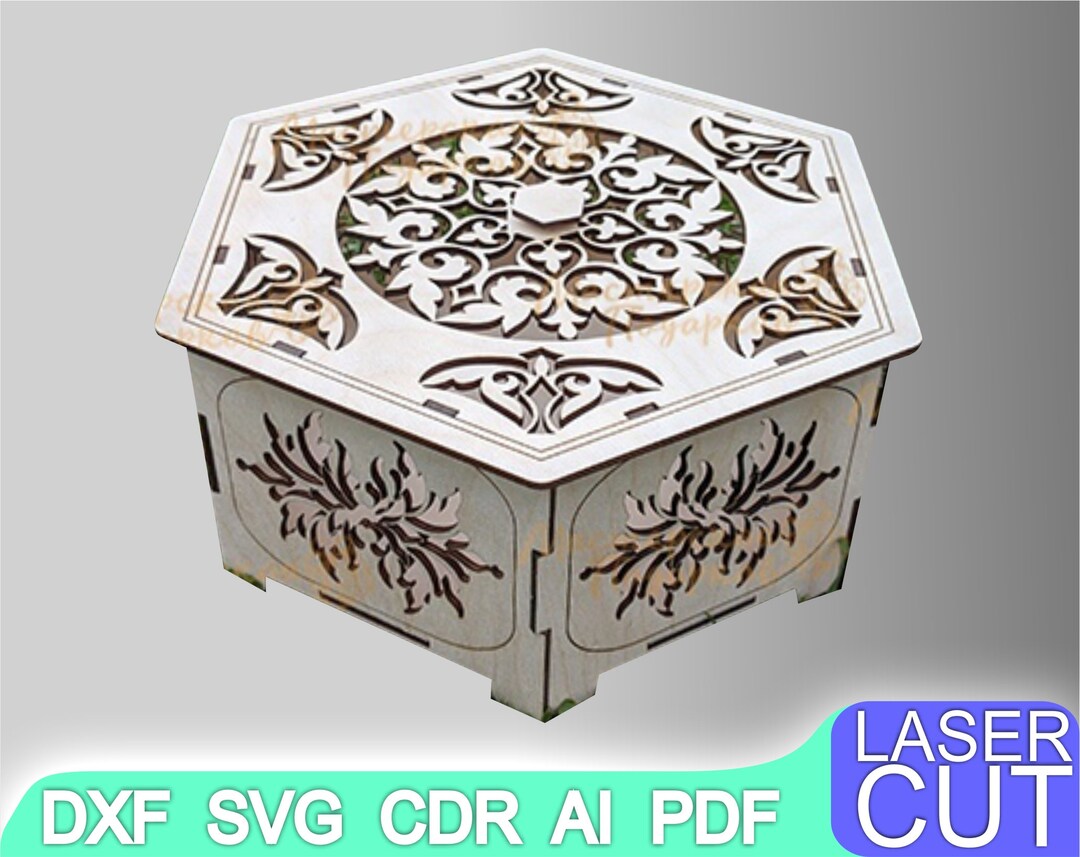 Laser Cut Box. Laser Cut Files SVG, DXF, CDR Vector Plans, Laser File ...