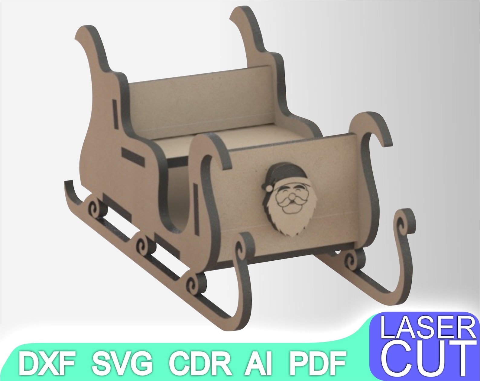 New Year Sled Laser Cut Files SVG DXF CDR Vector Plans Laser - Etsy