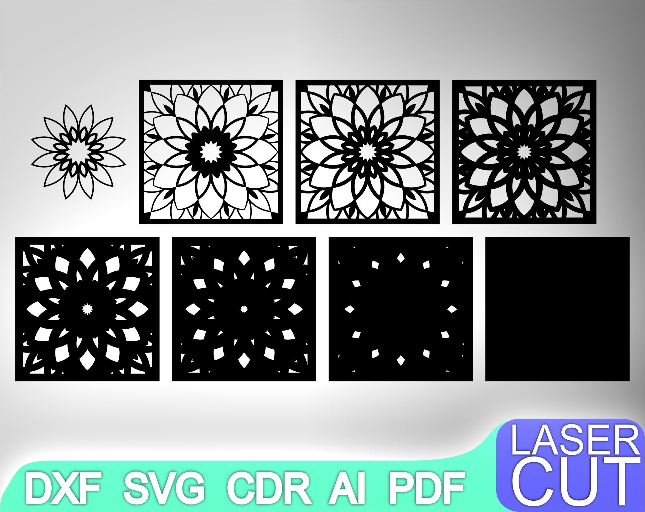 3D Panel Mandala. Laser Cut Files SVG DXF CDR Vector Plans, Files ...