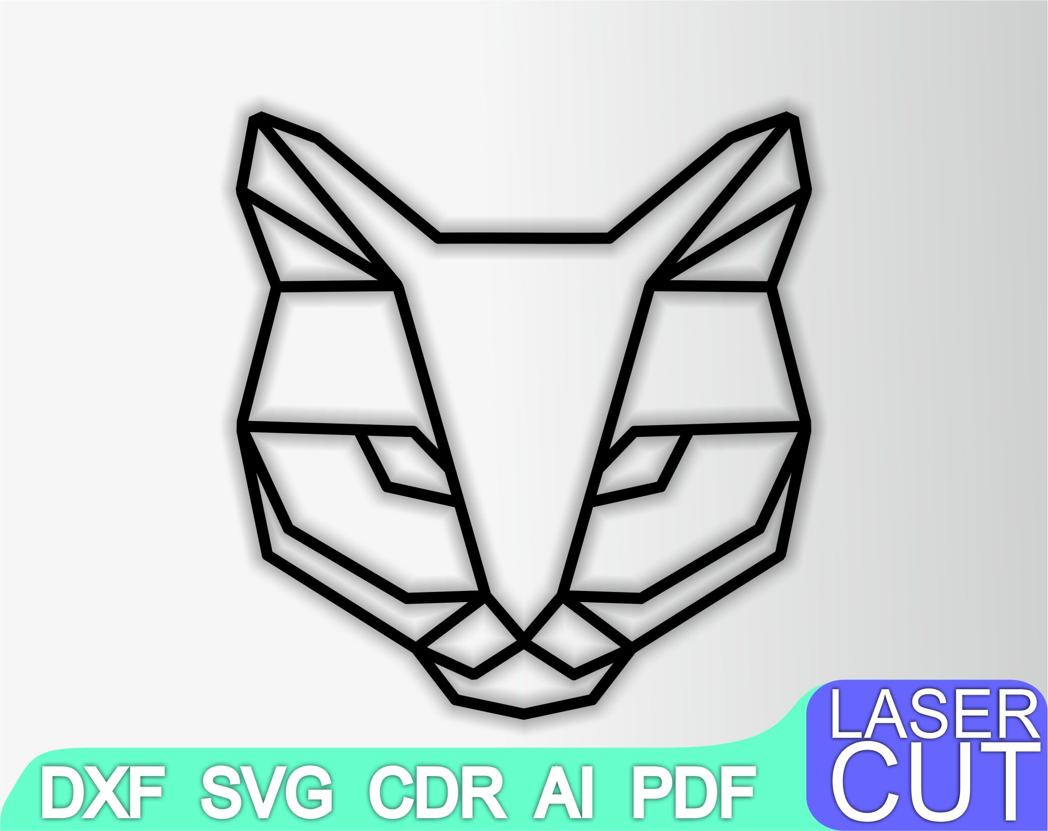 4 Geometric Cat Wall Art. Laser cut files SVG DXF CDR vector | Etsy