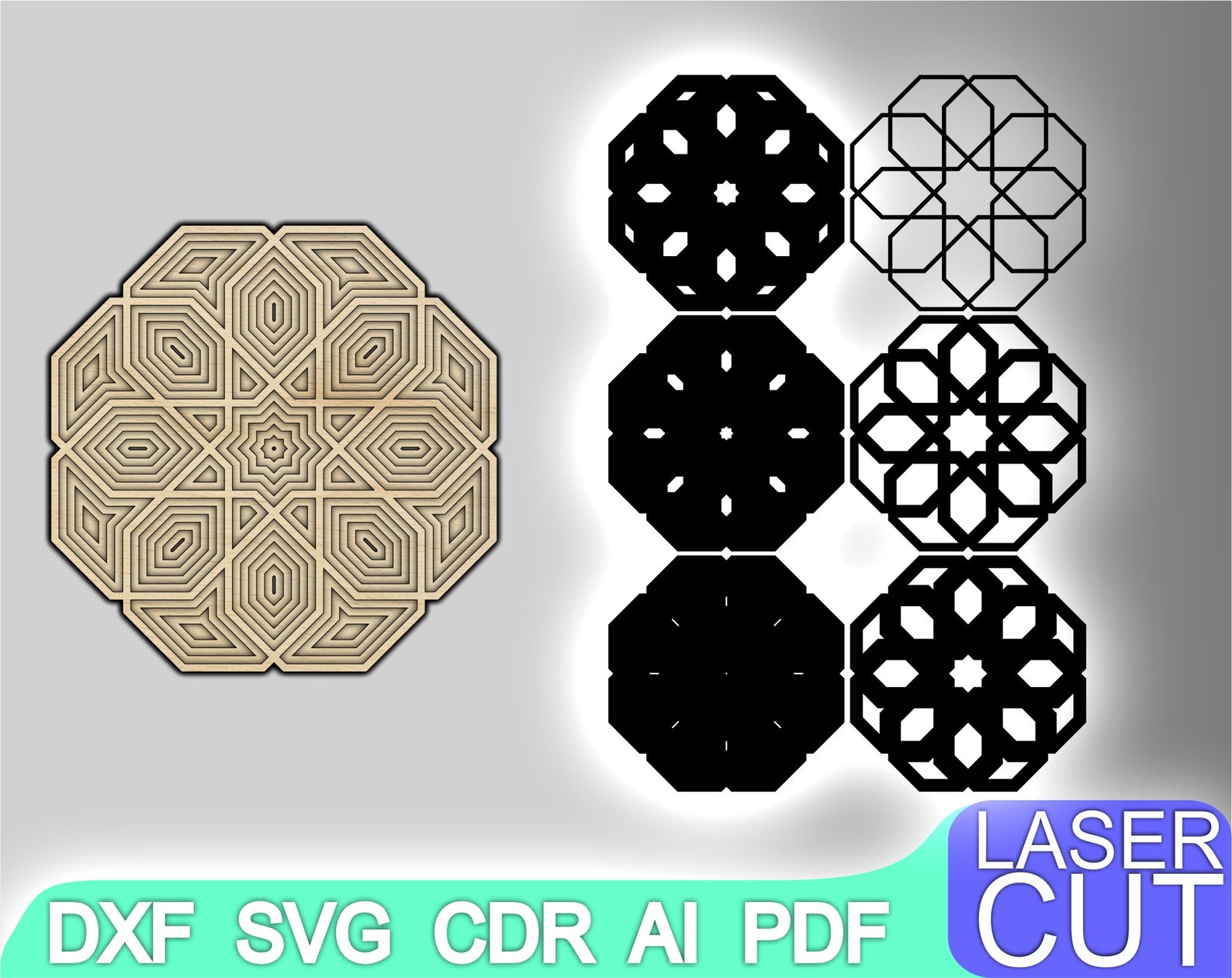 3D Panel Mandala. Laser Cut Files SVG DXF CDR Vector Plans, Files ...