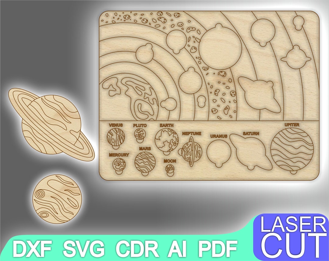 Space Puzzles Puzzle Laser Cut Files SVG DXF CDR Vector Plans, Cnc ...