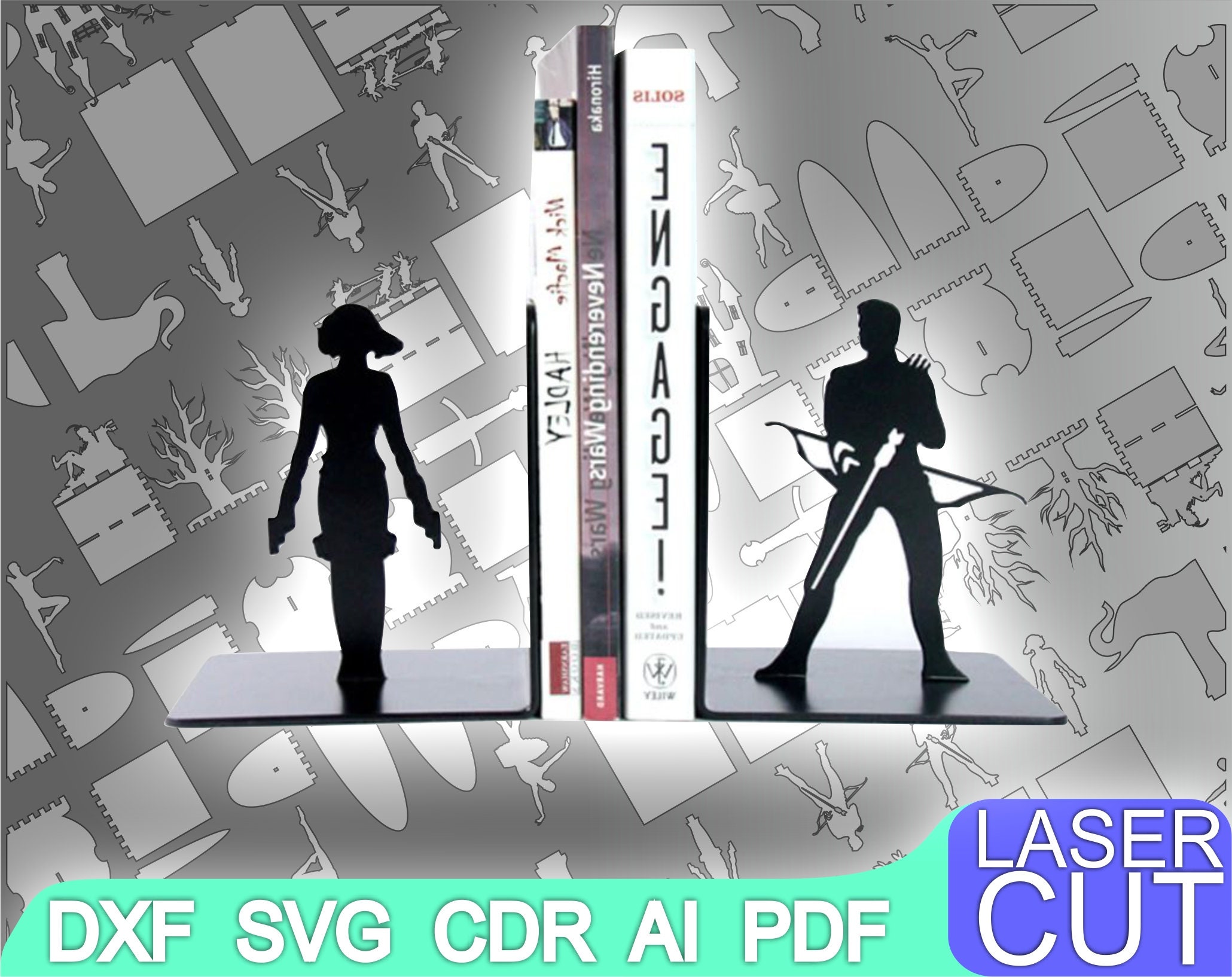 All 9 Bookend Laser Cut File CNC Router Digital Vector - Etsy Australia