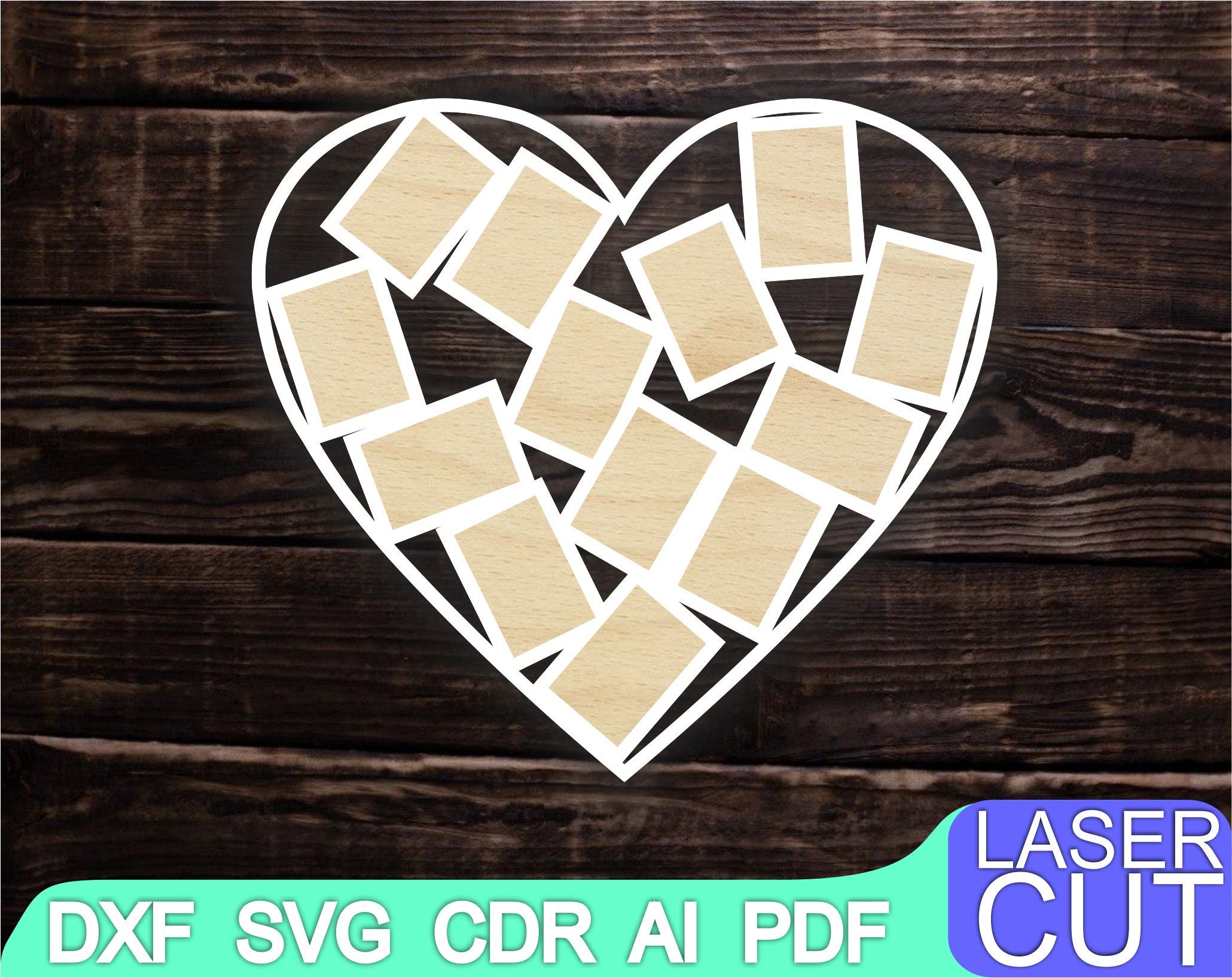 Marcos de fotos corazón corte láser corte CNC CNC Router - Etsy España