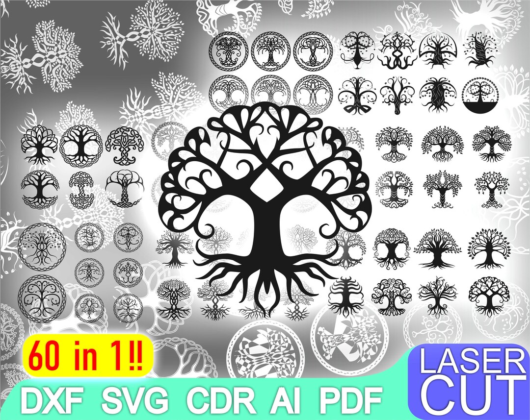 60 in 1 Decor Tree Files. Laser Cut Files SVG DXF CDR Vector Plans ...