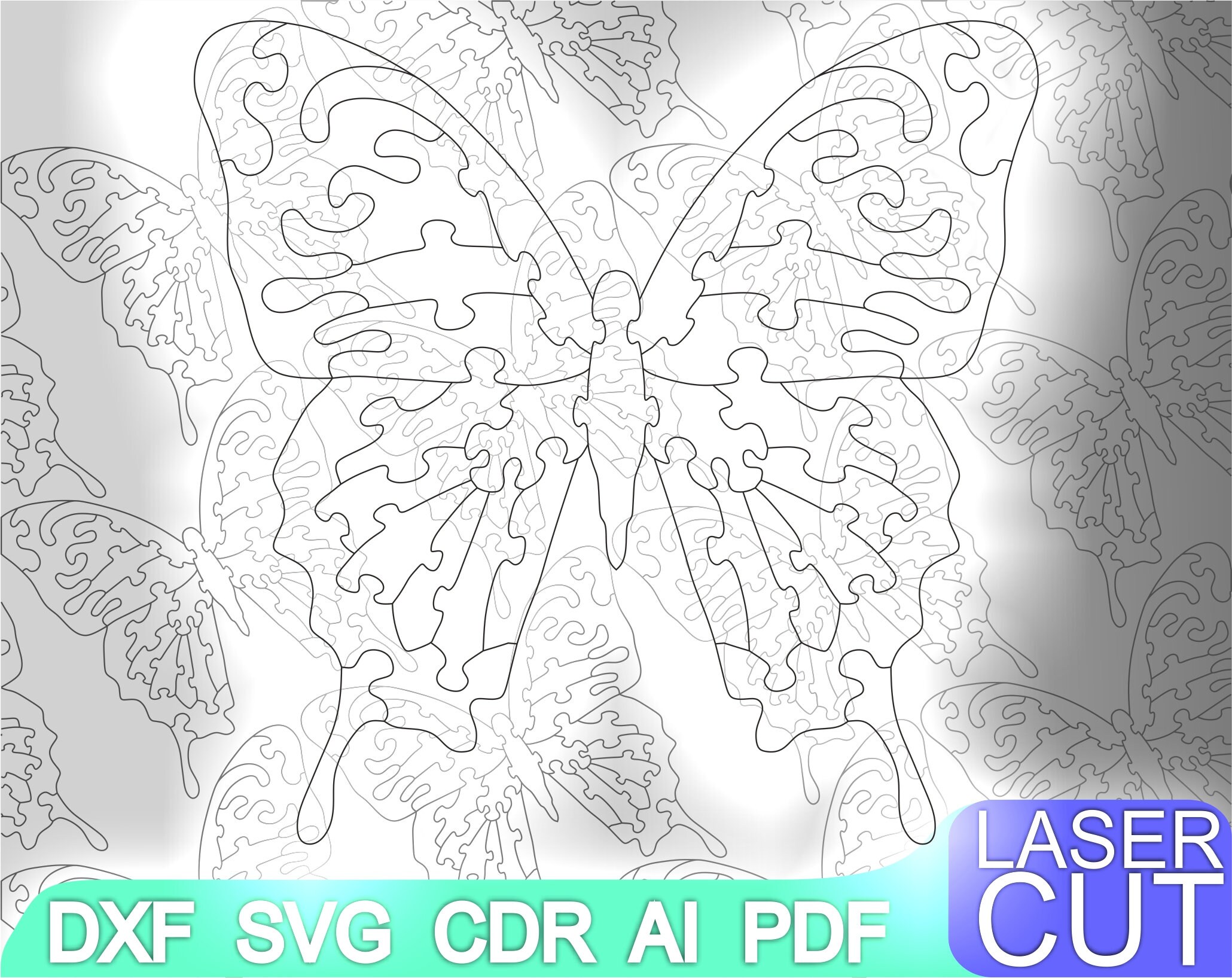 Wooden Butterfly Puzzles Animals Puzzle Laser Cut Files SVG DXF CDR ...