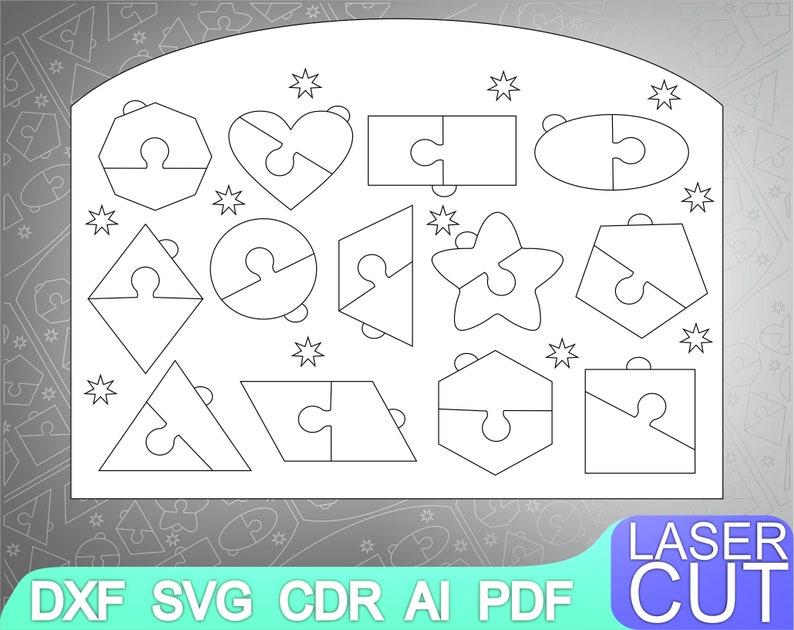 2 in 1 Wooden Puzzles Puzzle Laser Cut Files SVG DXF CDR Vector Plans ...