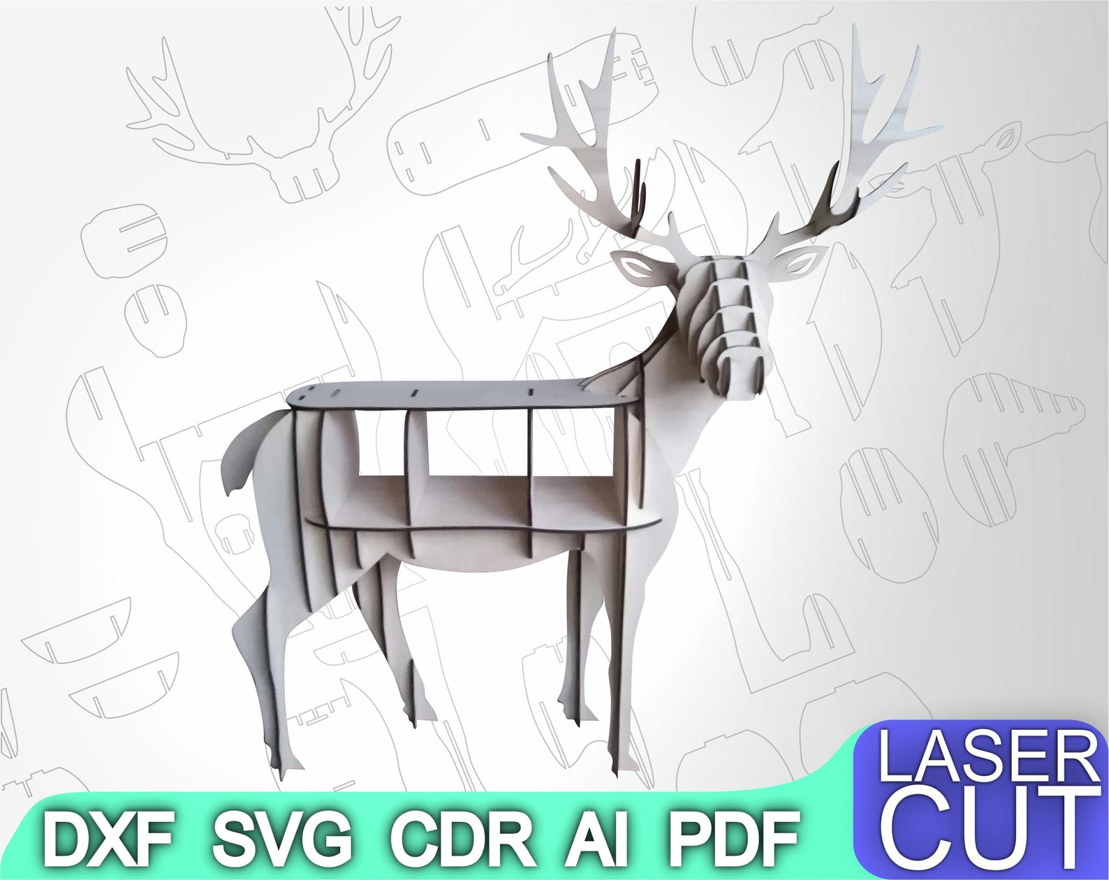 Deer Shelf Dxf Plan Laser Cutting File Home Decor Interior - Etsy