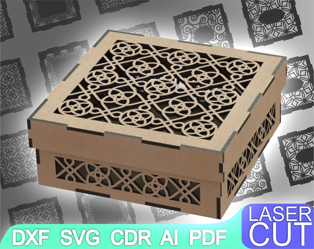 Laser Cut Box. Laser Cut Files SVG, DXF, CDR Vector Plans, Laser File ...