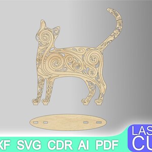 3D Panel Cat. Laser Cut Files SVG DXF CDR Vector Plans, Files Instant ...
