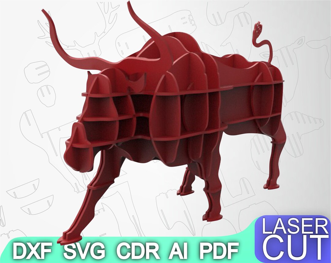 Bull Shelf - Dxf Plan Laser Cutting File Home Decor Interior Design ...