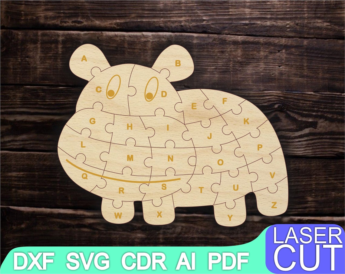 Wooden Alphabet Jigsaw Puzzle Laser Cut Files SVG DXF CDR | Etsy