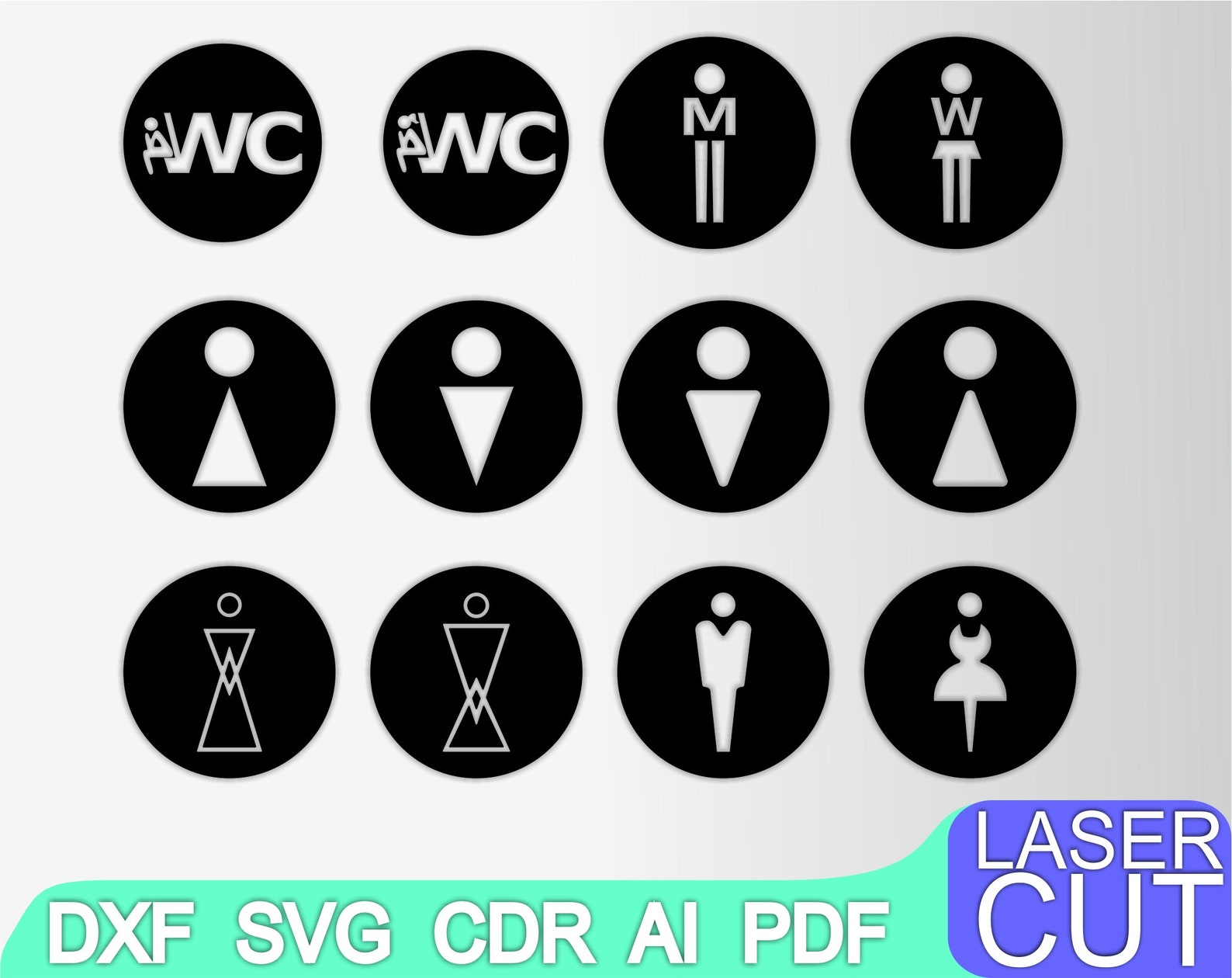 47 Toilets Sign, Toilets Svg, WC Door Sign, Laser Cut, CNC Cutting, CNC ...