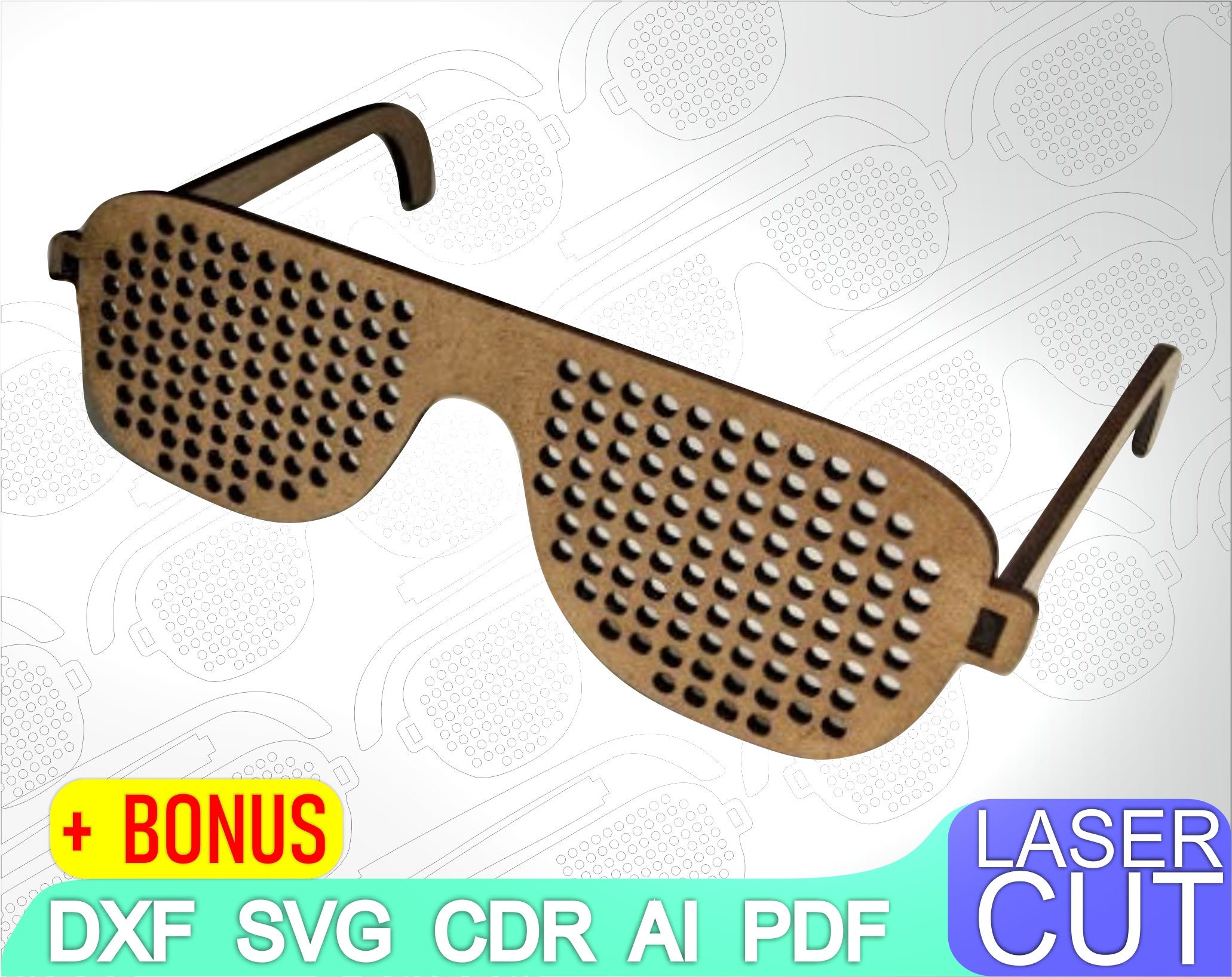 Glasses SVG. Vector Dxf Cdrsvg for CNC Vector File Digital - Etsy