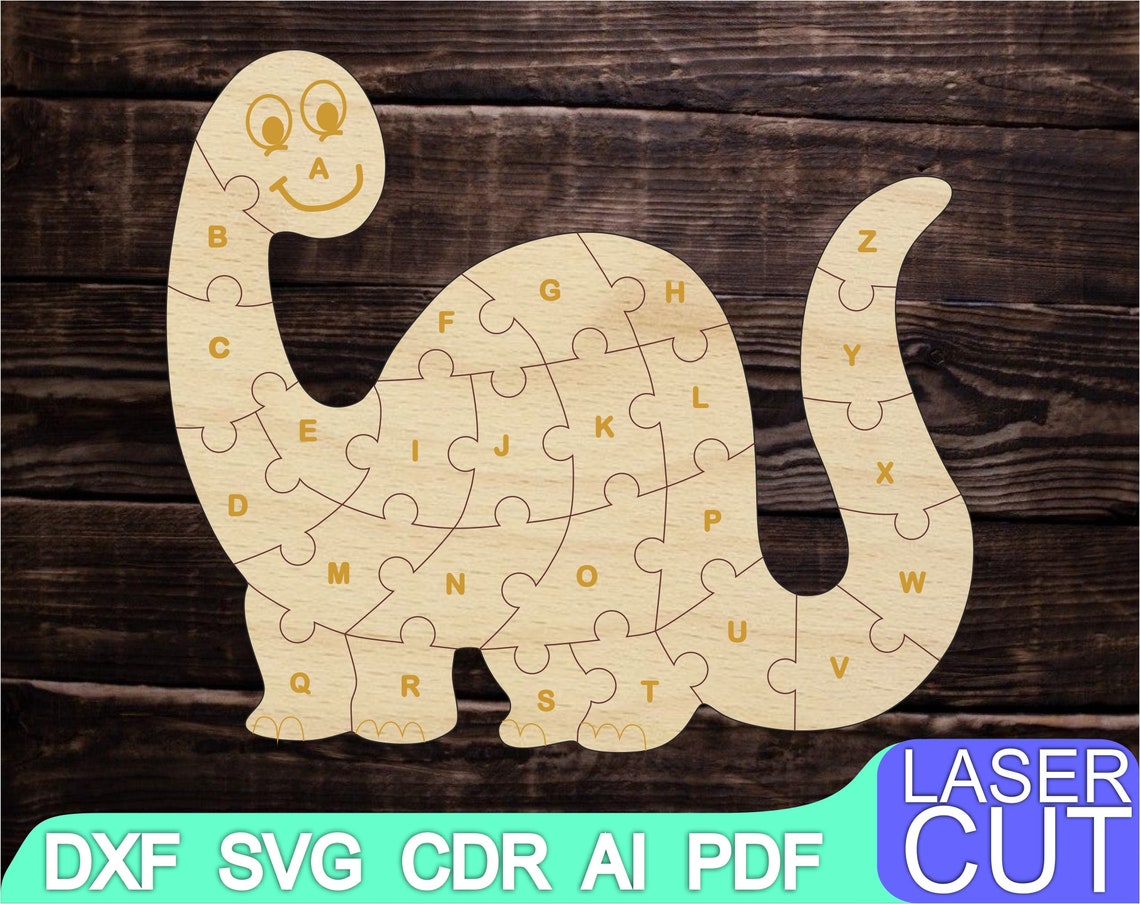 Vector Wooden Alphabet Puzzle Laser Cut Files SVG DXF CDR Vector Plans ...