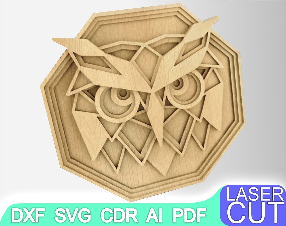 3D Panel Owl. Laser Cut Files SVG DXF CDR Vector Plans Files - Etsy