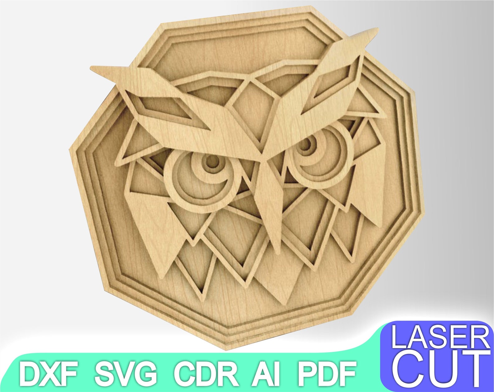 3D Panel Owl. Laser cut files SVG DXF CDR vector plans files | Etsy