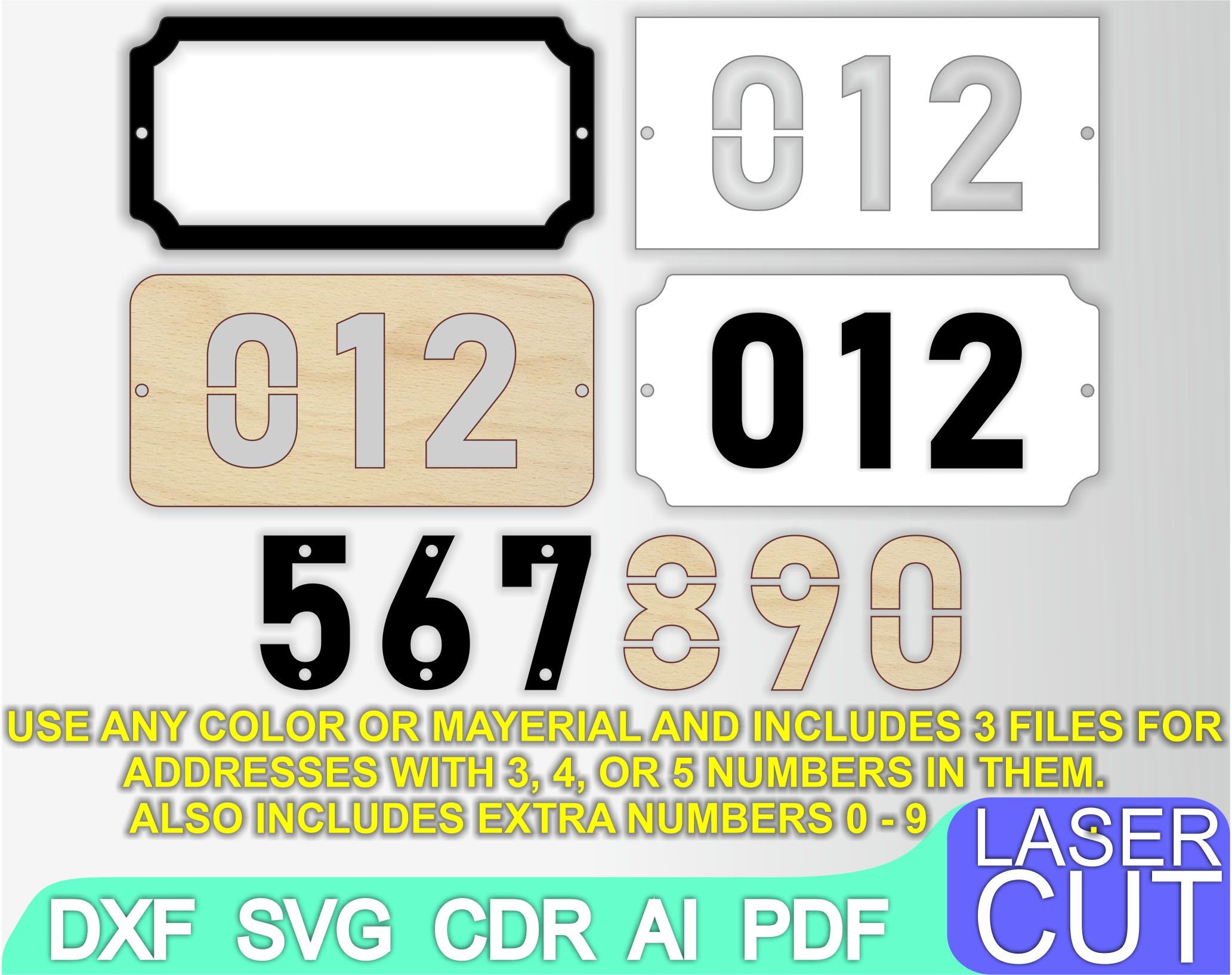 20 House Address Sign Svg, Laser Cut, CNC Cutting, CNC Router, Digital ...