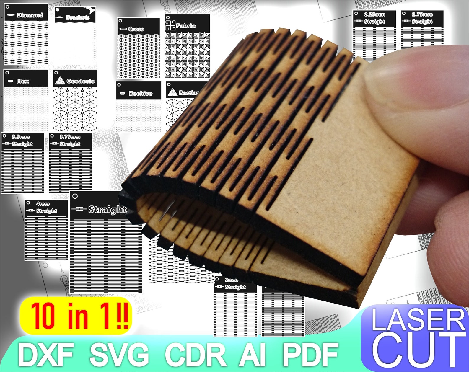 10 Flexible cut Laser cut files SVG DXF CDR vector plans | Etsy