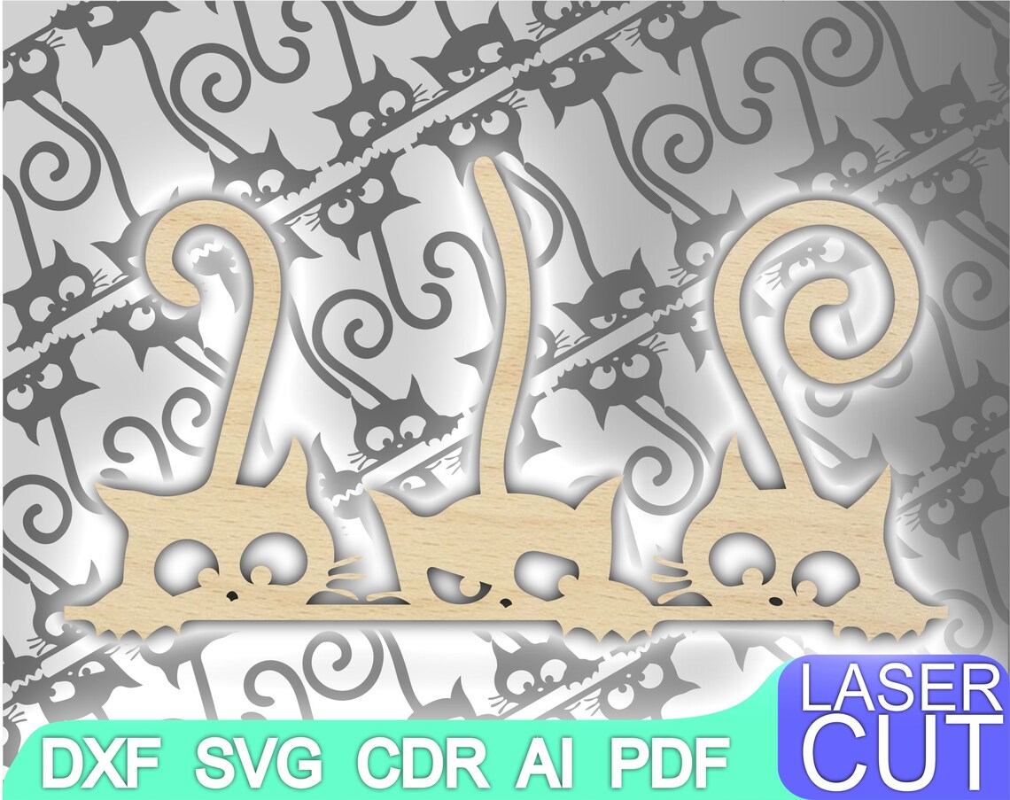Cats Wall Art - Wooden Laser Cut Decor - Living Room Design. Laser Cut ...