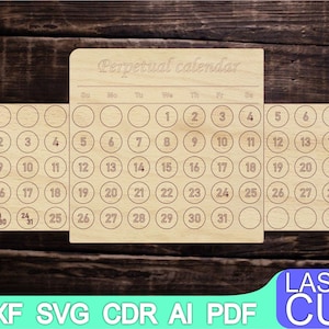 Perpetual Calendar Wooden Laser Cut Files SVG DXF CDR Vector Plans ...