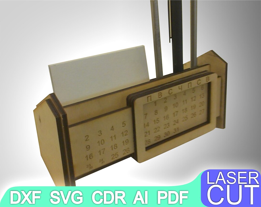 Organizer Calendar Wooden Laser Cut Files SVG DXF CDR Vector Plans ...