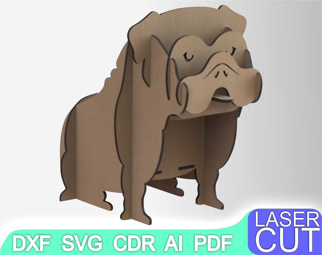 Dog. Bulldog. Laser Cut Files SVG, DXF, CDR Vector Plans, Laser File ...