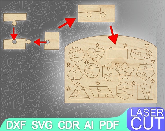 Wooden Puzzles Puzzle Laser Cut Files SVG DXF CDR Vector | Etsy